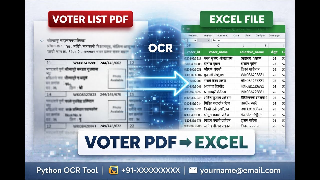 Voter List Pdf To Excel Python Ocr Tool Youtube