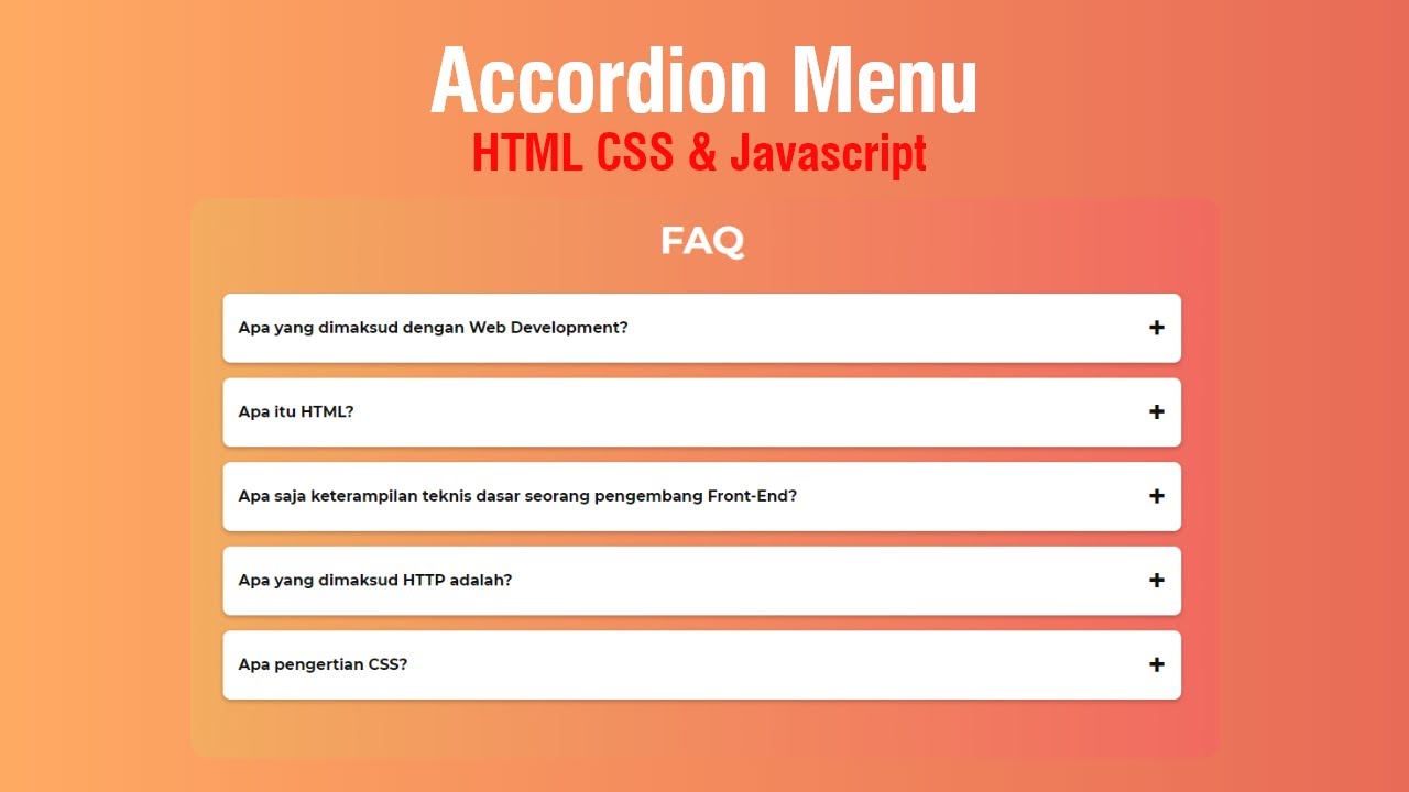 Cara Membuat Accordion Menggunakan Html Css Dan Javascript Accordion