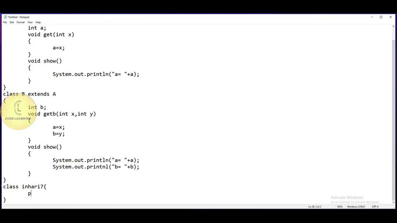 Java Inheritance Final Class Codelearning Youtube