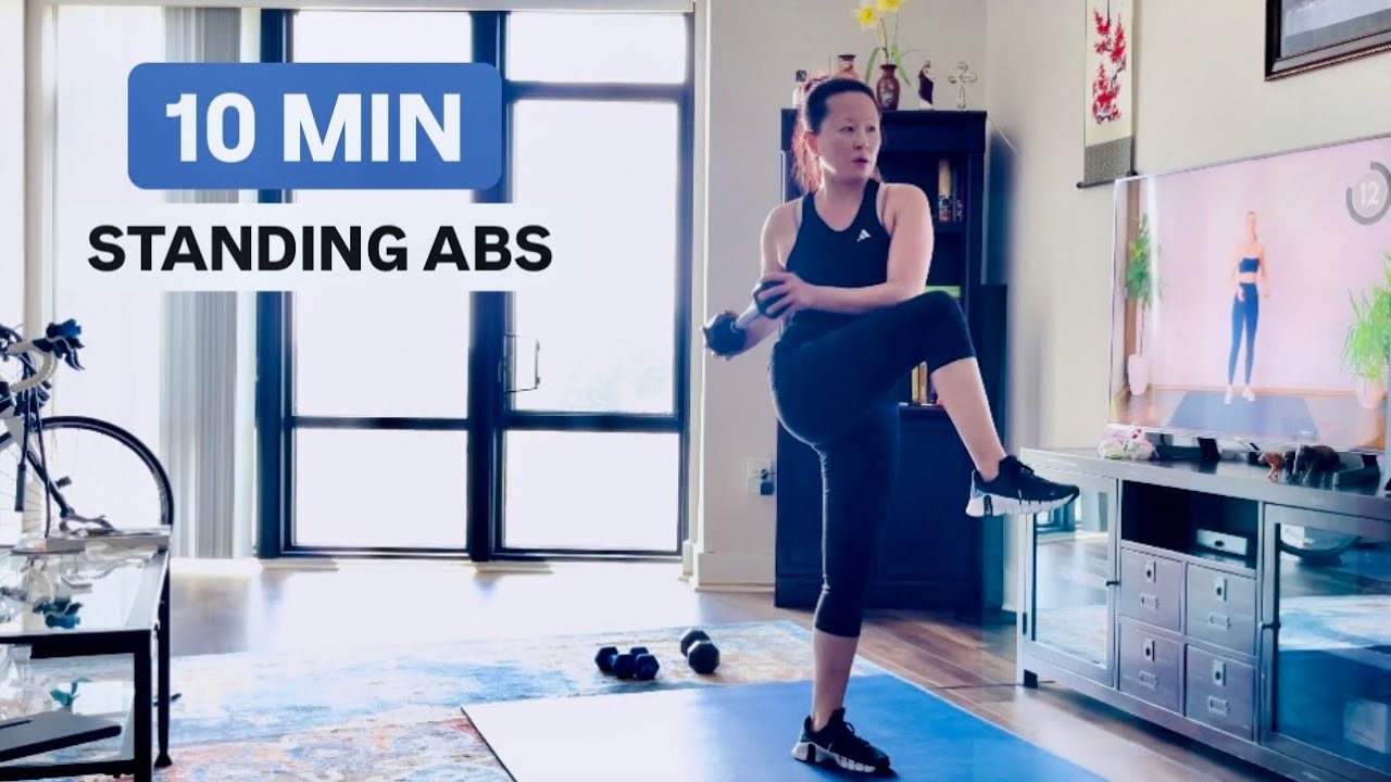 10 Min Standing Abs Workout With Weights Youtube