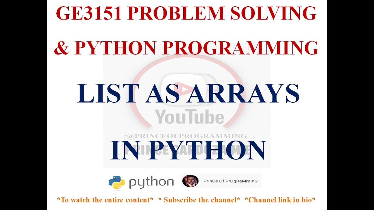 List As Arrays Ge3151 Problem Solving And Python Programming Notes