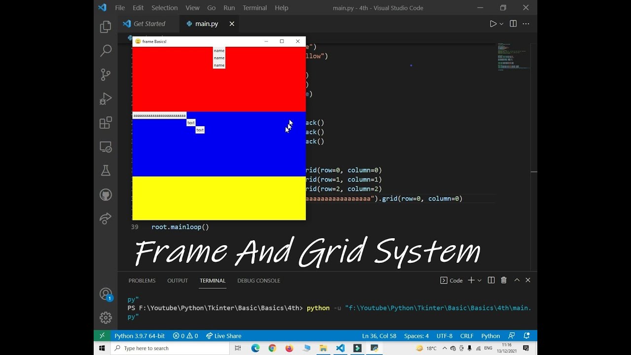 Lecture 4 Tkinter Frames And Pack System Youtube