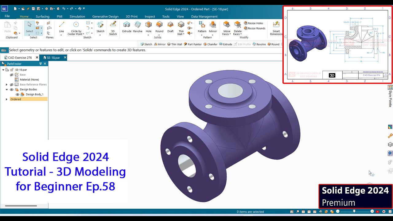 Solid Edge 2024 Tutorial 3d Modeling For Beginner Ep 58 Youtube