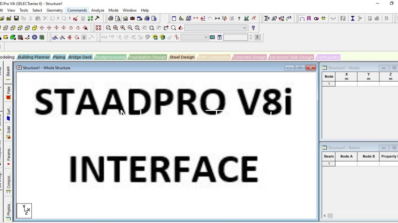 Tutorial 2 Staadpro V8i Open New User Interface Youtube