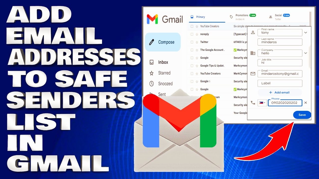 How To Add Email Addresses To Safe Senders List In Gmail Guide Youtube