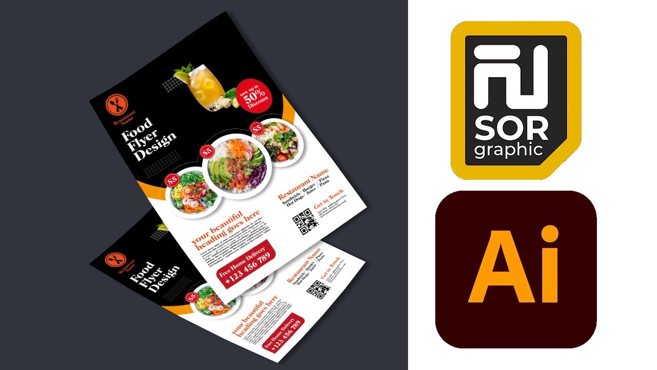 Adobe Tutorial Make Food Flyer Design In Adobe Illustrator Youtube