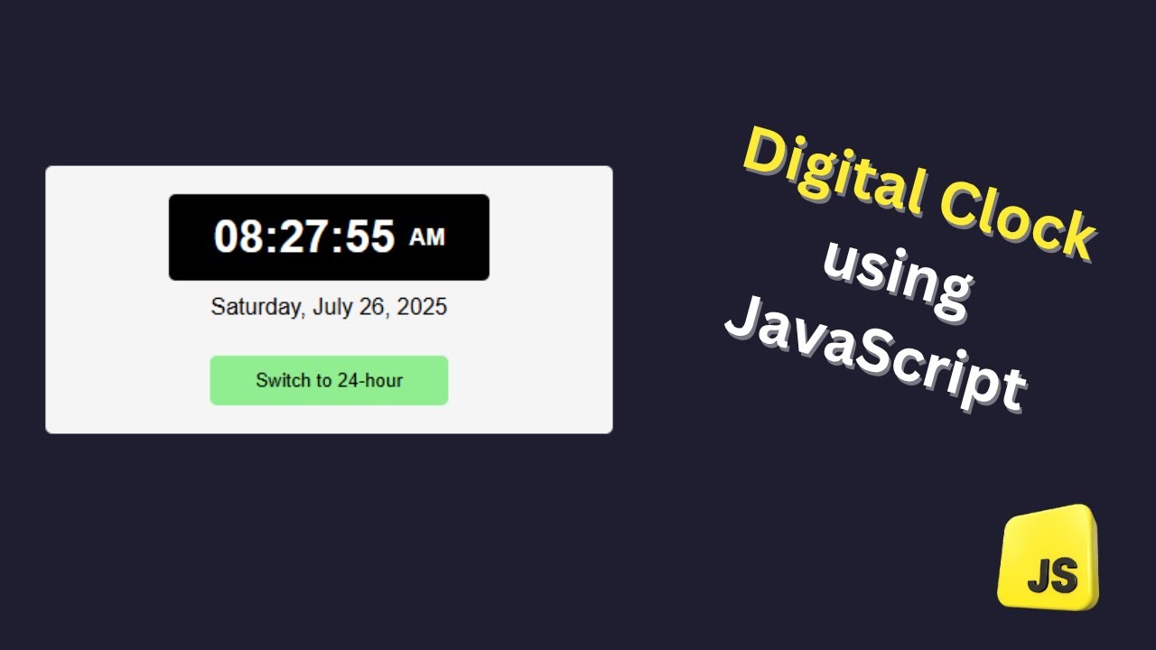 How To Create A Digital Clock Using Javascript Youtube