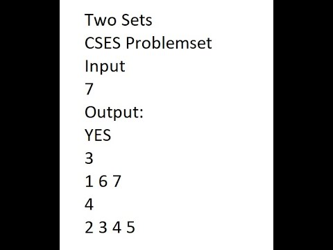 Two Sets Cses Problemset Youtube