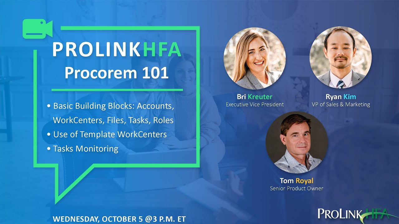 Prolinkhfa Webinar Procorem 101 Youtube