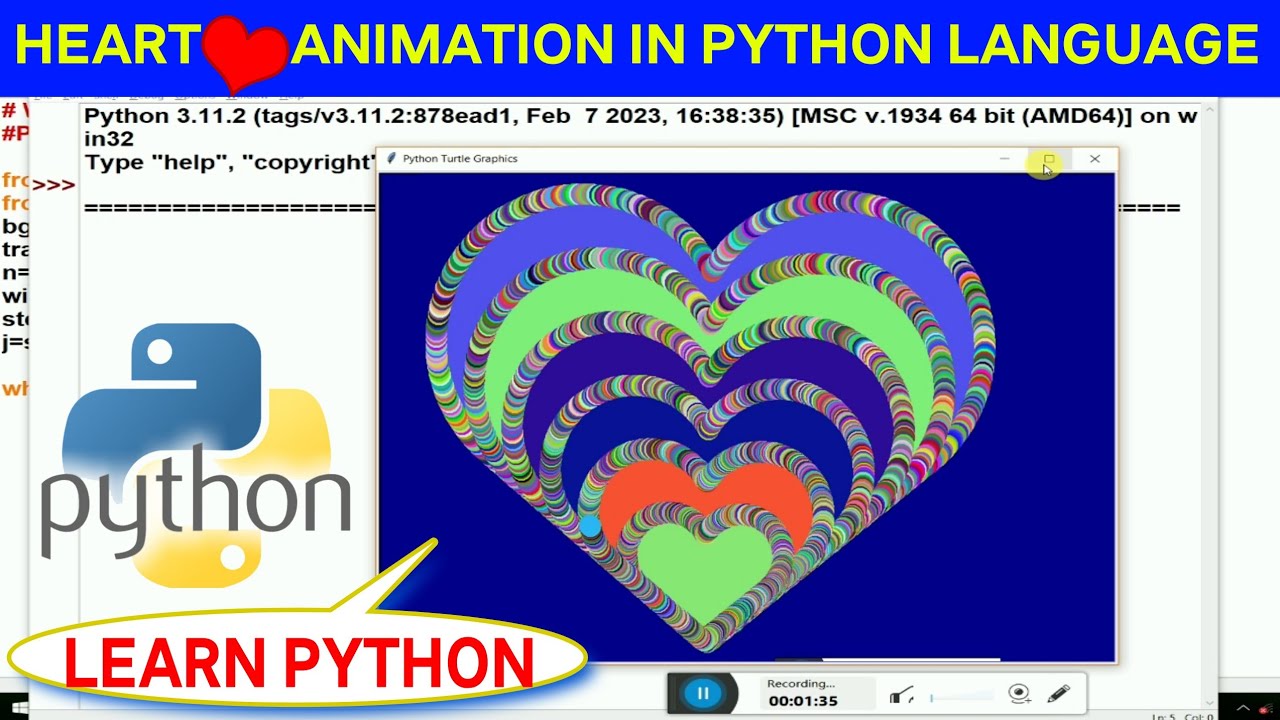 Heart Animation In Python Programming Heart Drawing In Python