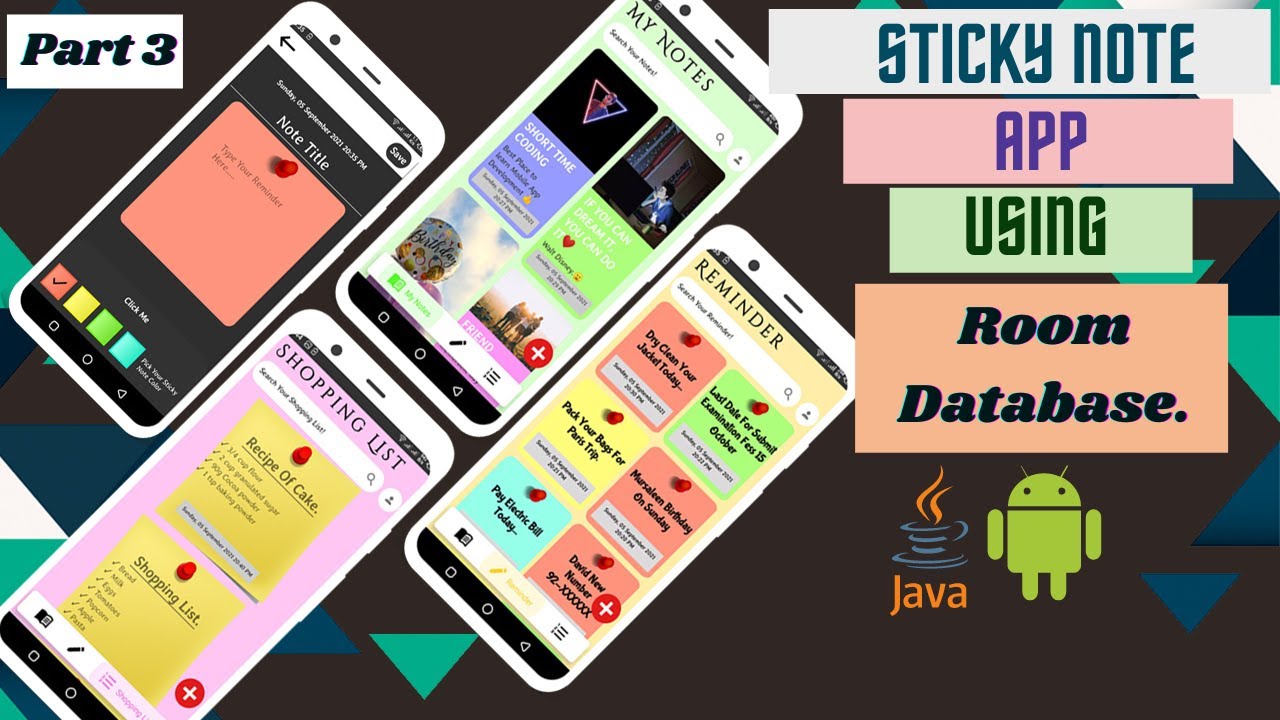 Sticky Notes App Android Studio Room Database Android Note App
