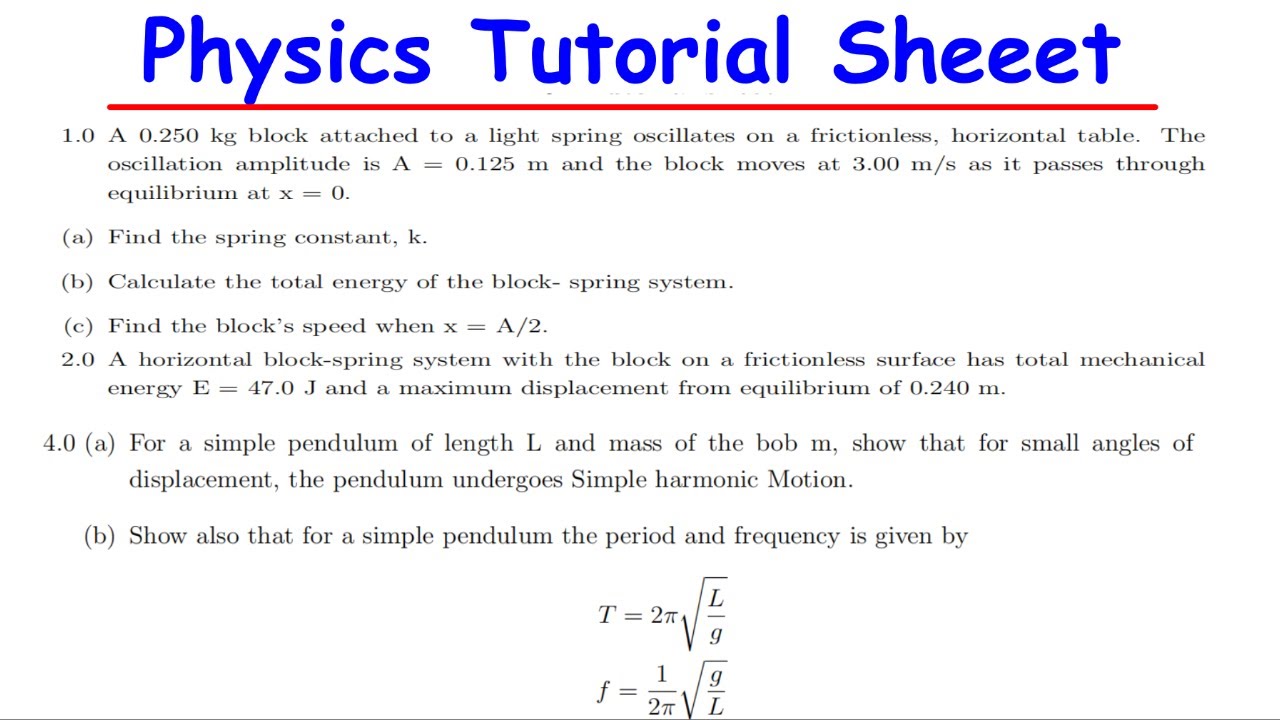 Phy102 Tutorial Sheet 2 Full Youtube