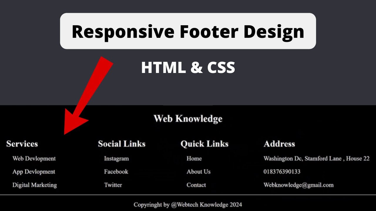 How To Make Simple Responsive Footer Using Html Css Youtube