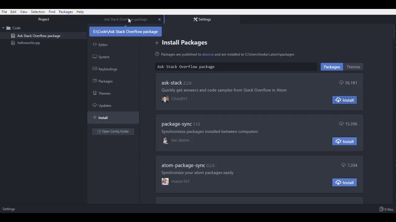 Atom Ask Stack Overflow Youtube