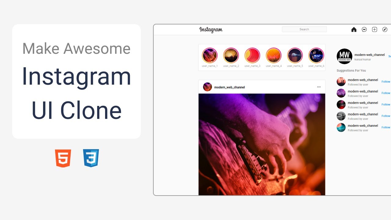 Instagram Ui Clone 2021 Make Responsive Instagram Clone With Html