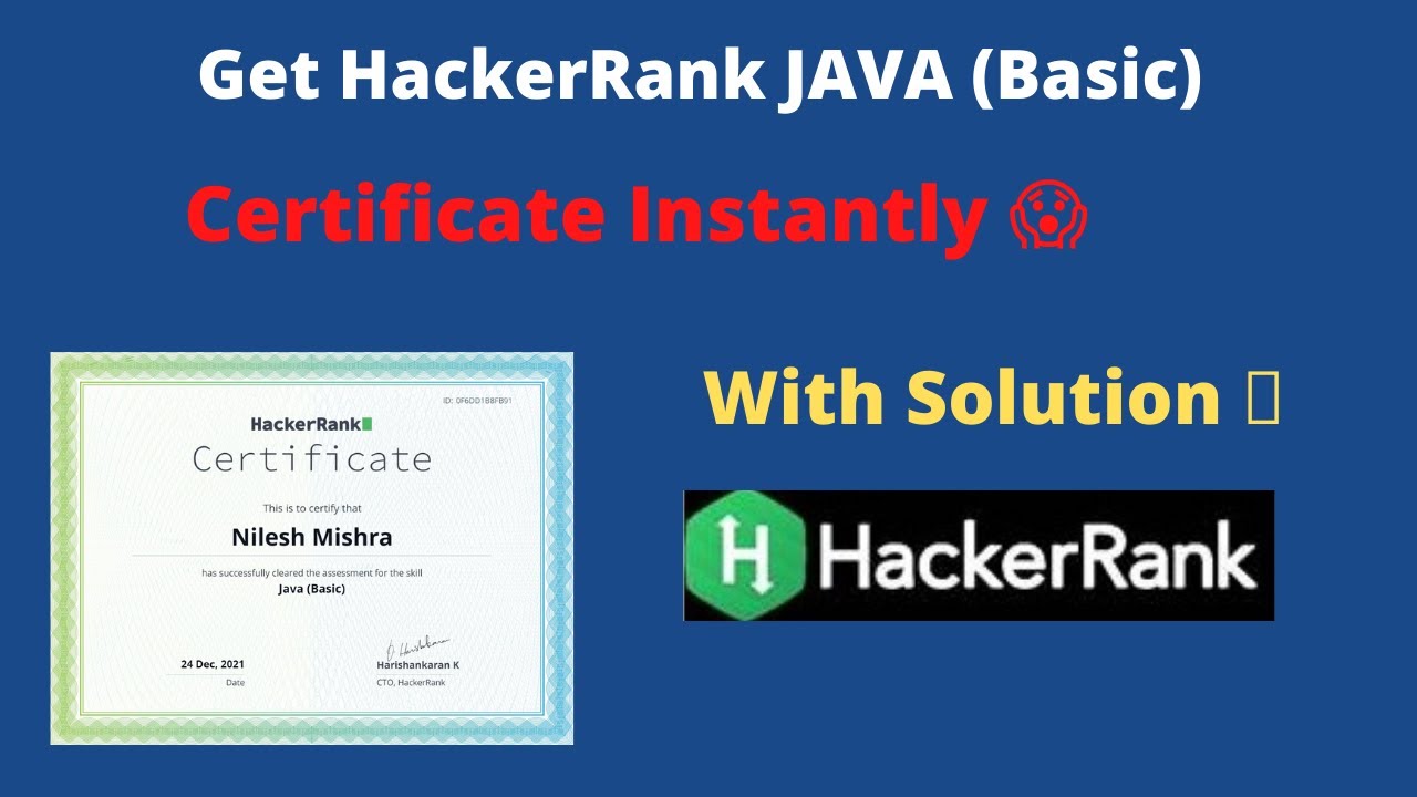 Java Basic Free Hacker Rank Certification With Solutions Free Hacker