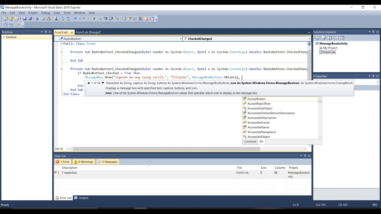 Message Box In Visual Basic Youtube
