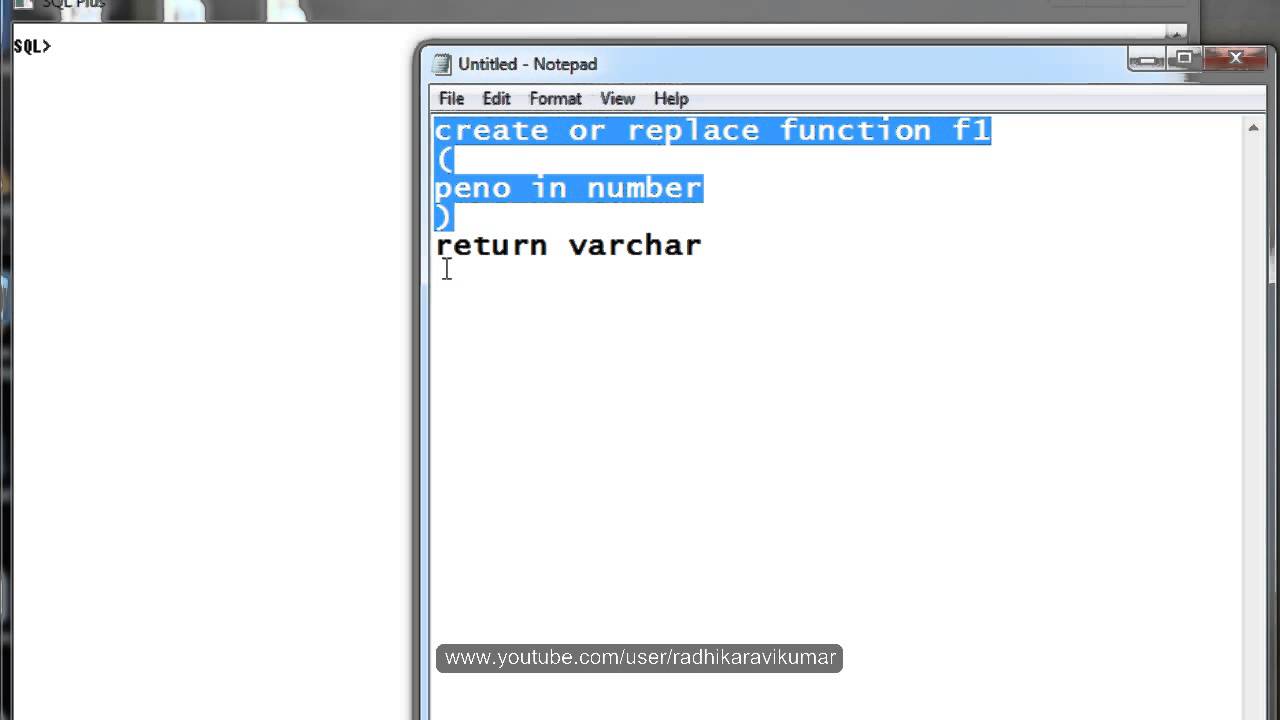 Plsql Functions Part 1 Youtube