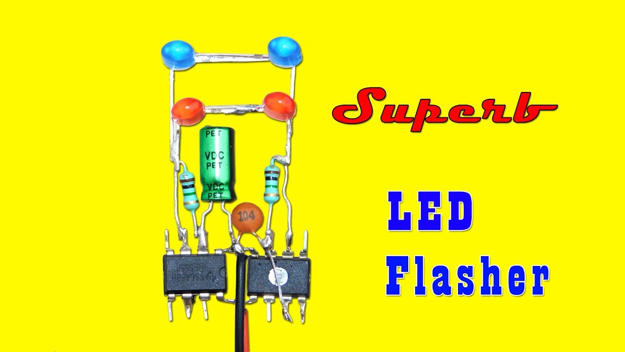 Superb Led Flasher Circuit Using Ne555 Ic Youtube