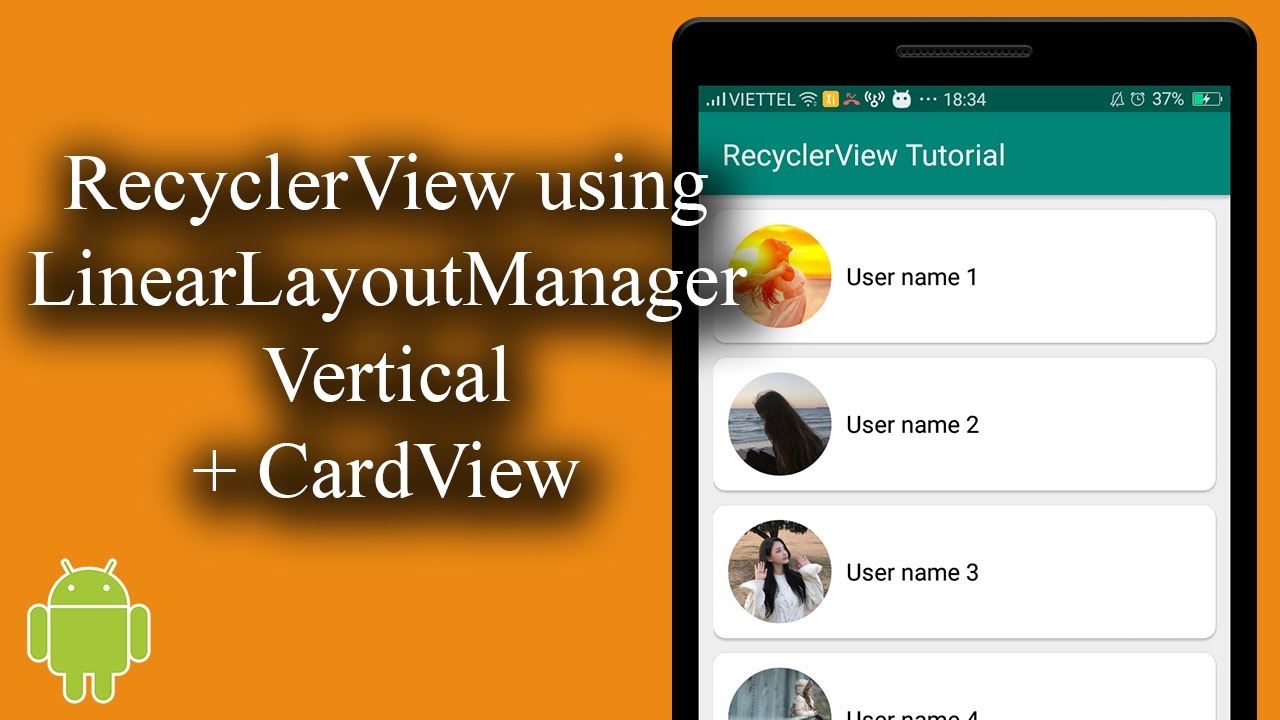 Recyclerview Using Linearlayoutmanager Vertical Cardview Android