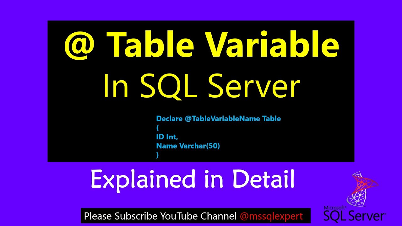 Table Variable Sql Server Table Variable Sql Server Declare Table