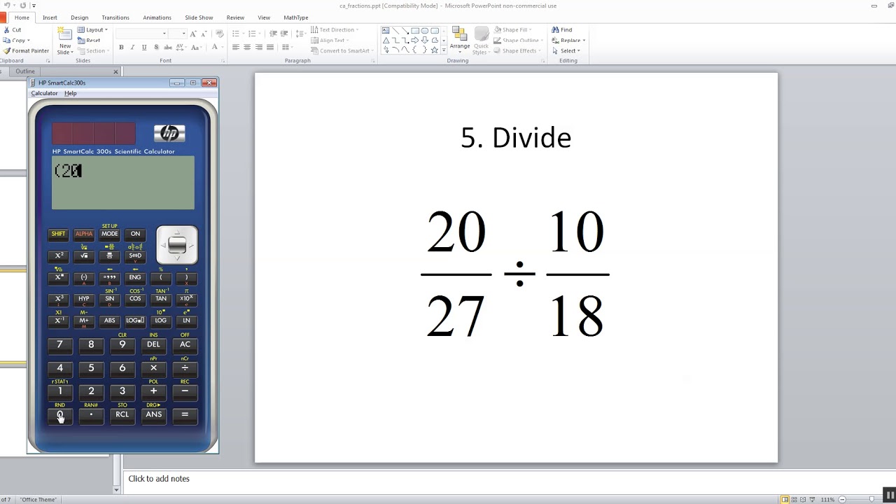 Technology In College Algebra Fractions Hp Smartcalc 300s Youtube