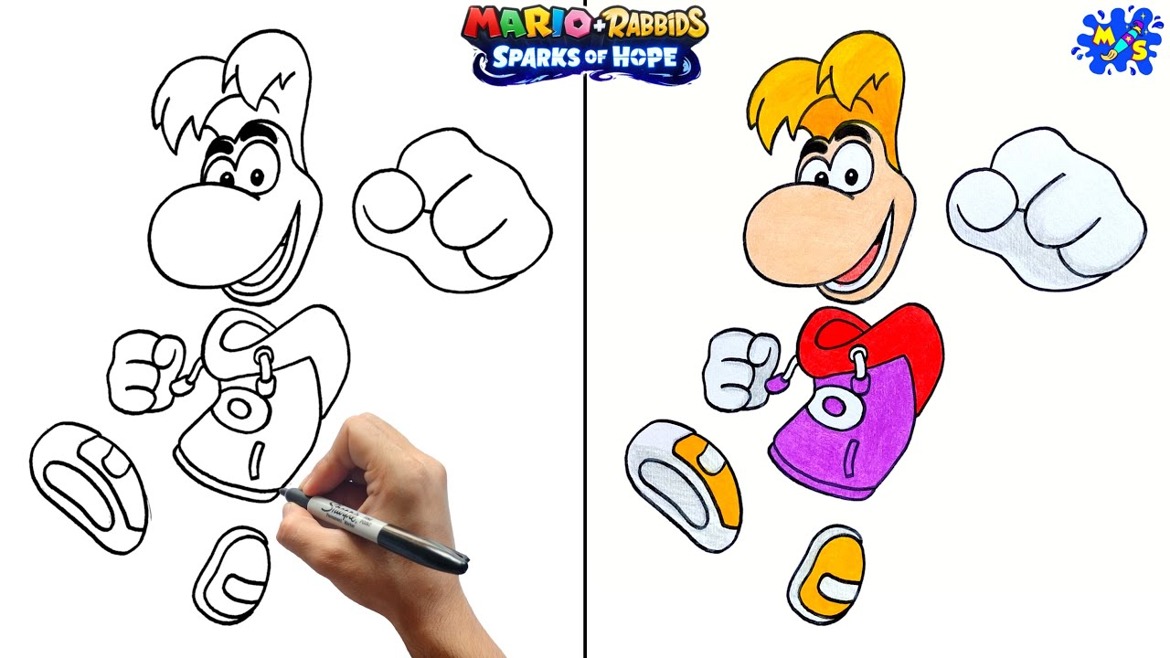 Rayman Drawing How To Draw Rayman From Mario Rabbids Sparks Of Hope