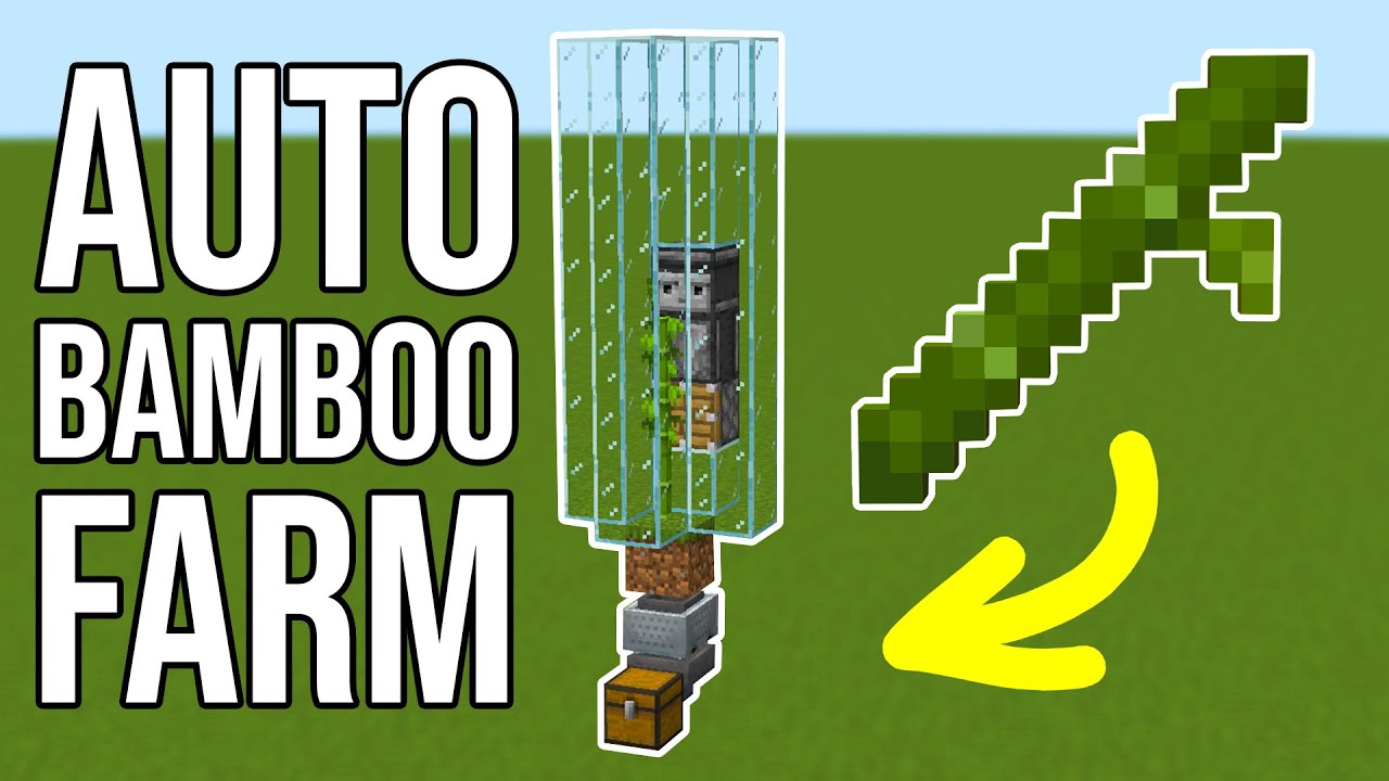 Minecraft Simple Automatic Bamboo Farm Tutorial Bedrock Java Youtube