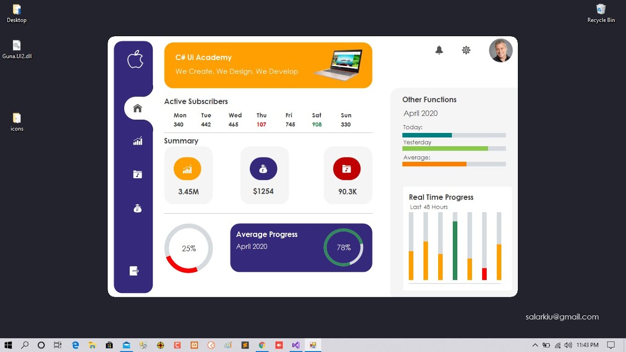 C Youtube Dashboard Concept For Mac Guna Ui Framework Demo Youtube