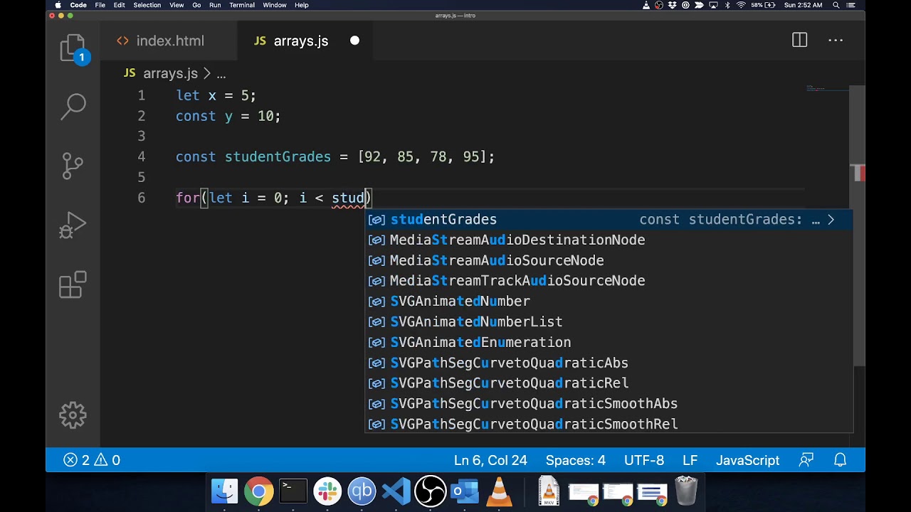 Looping Through Arrays Youtube