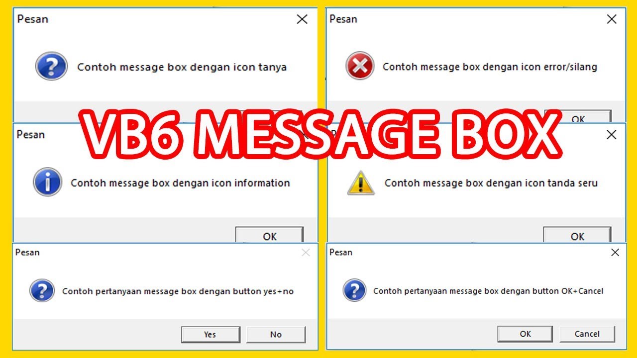 Tipe Tipe Message Box Visual Basic 6 Dan Cara Membuatnya Youtube