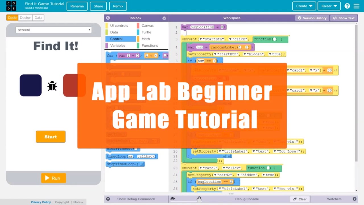 App Lab Beginner Tutorial Easily Build Your First App On Code Org