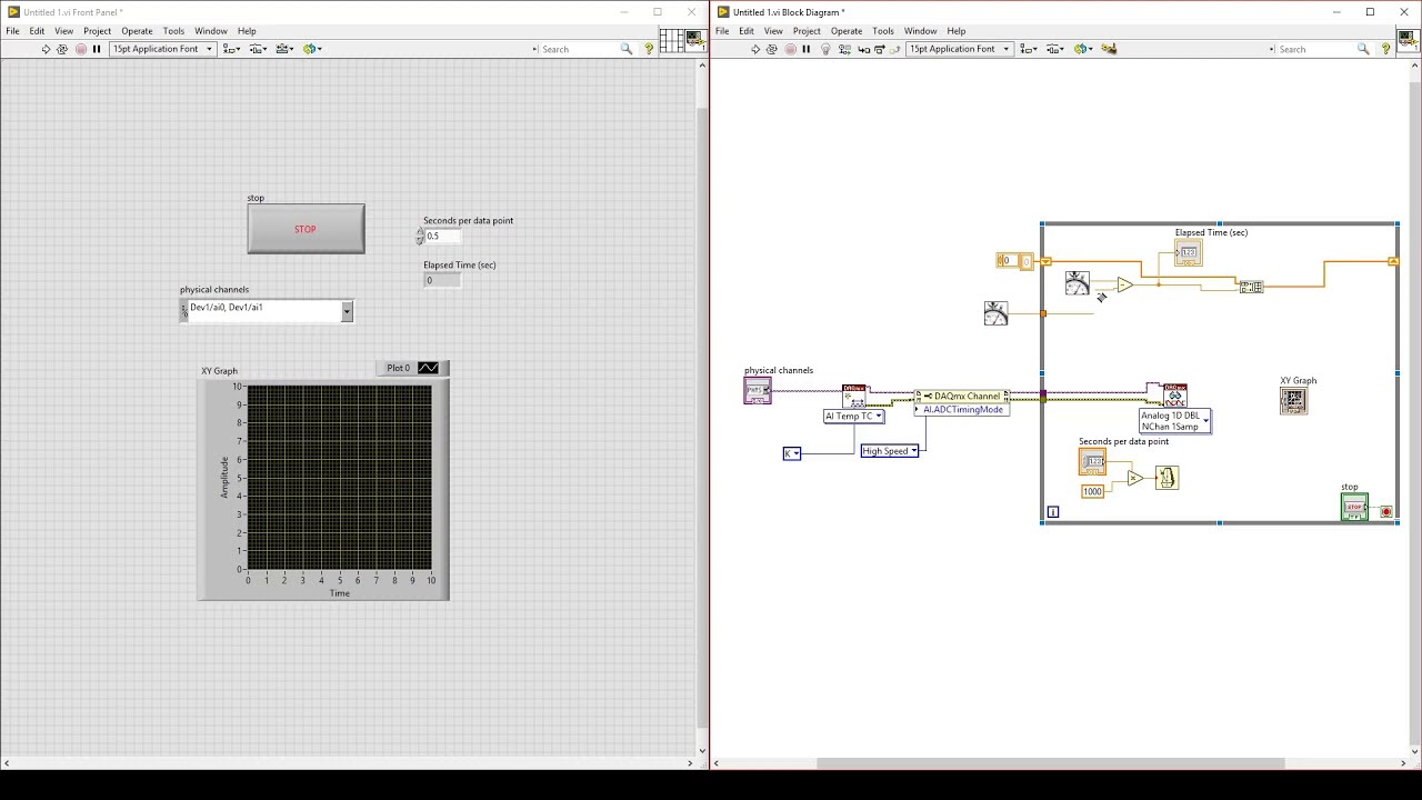 Ni Daqmx Multi Channel Data Acquisition Labview Program Youtube