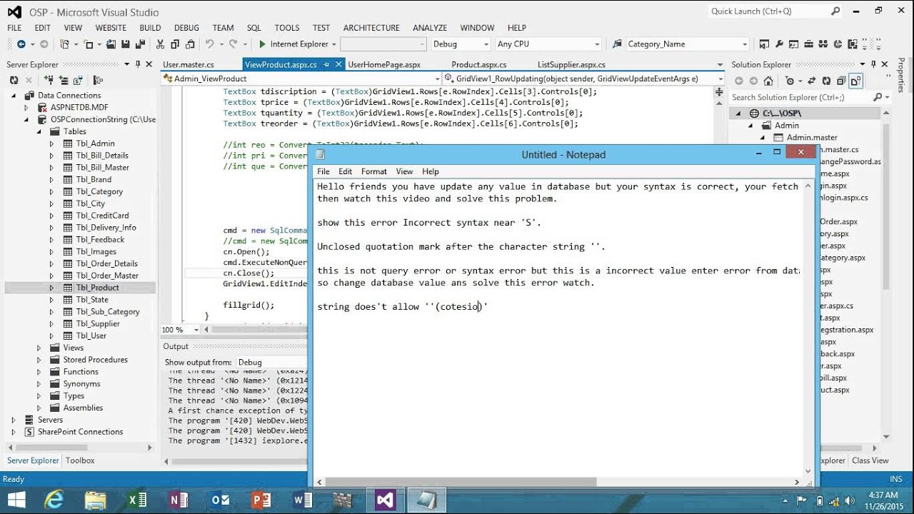How To Solve Incorrect Syntax Near S Youtube