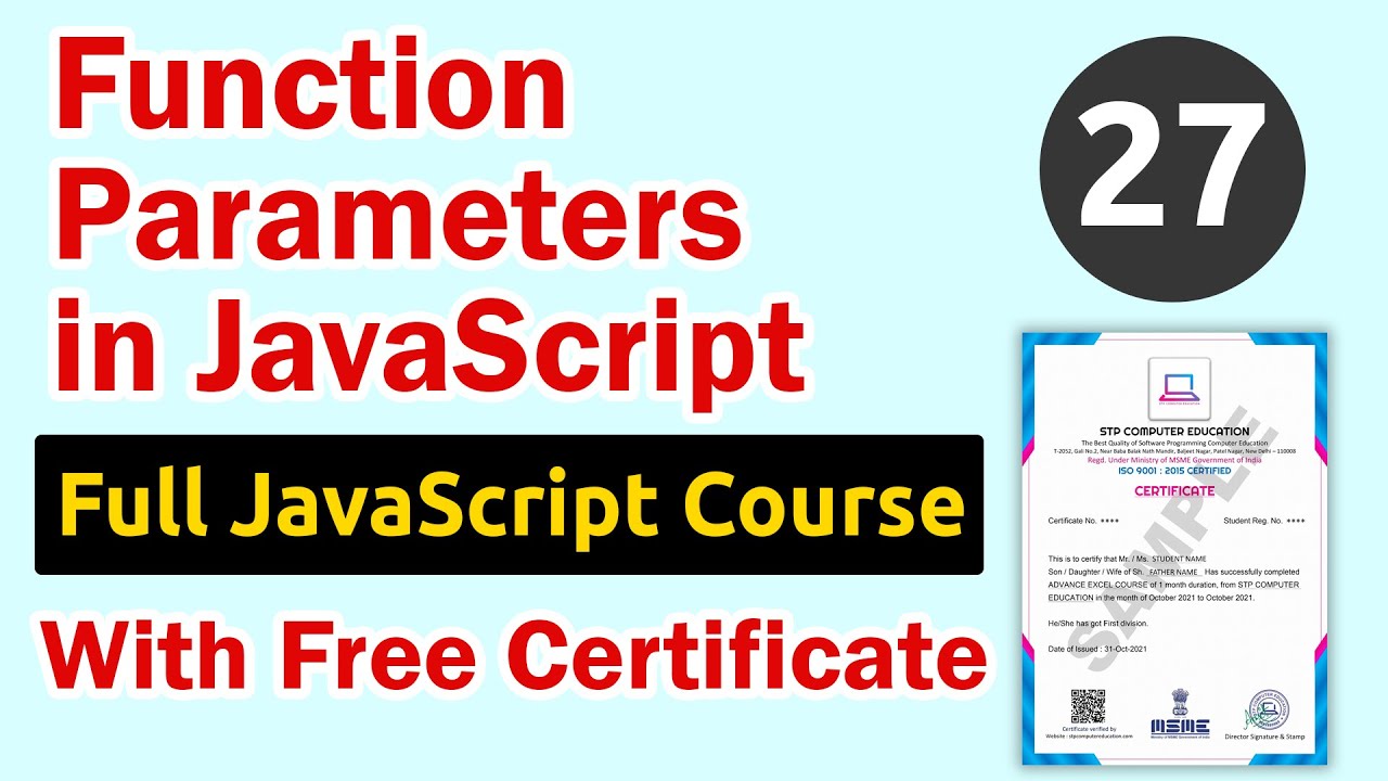 Function Parameters In Javascript Youtube