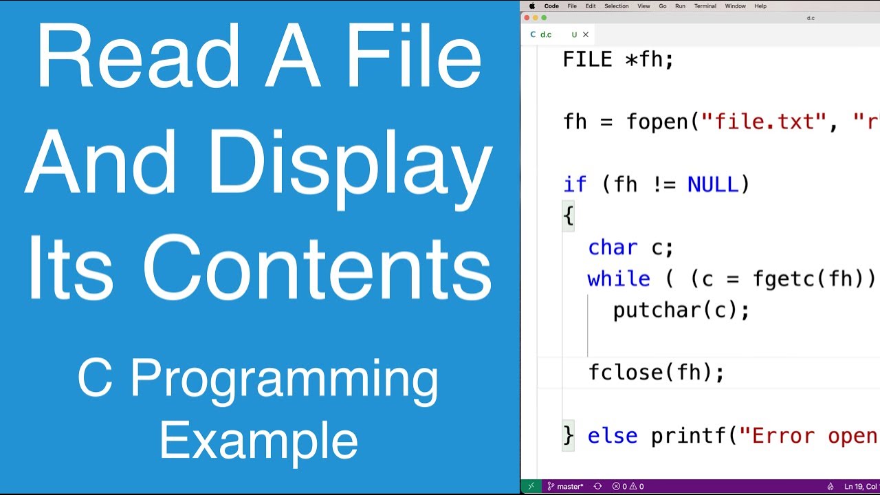 Read A File And Display Its Contents C Programming Example Youtube