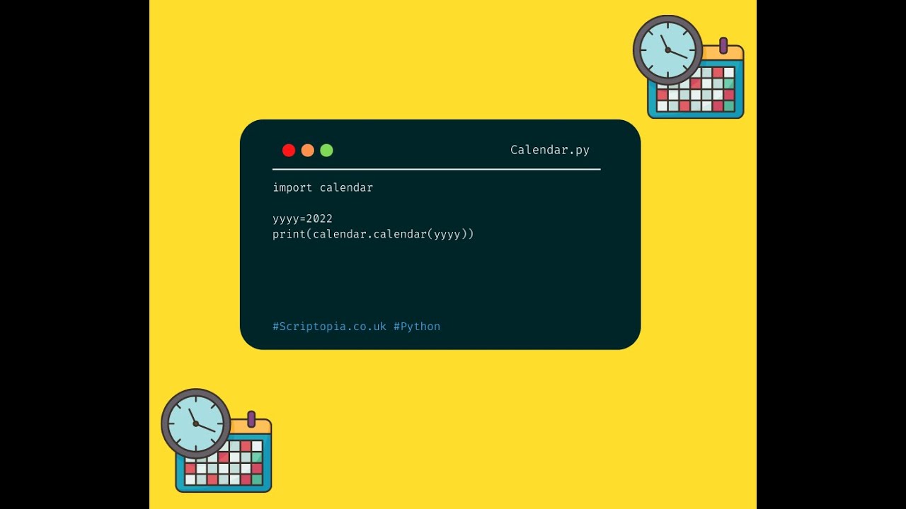 Python Calendar Display Calendar In Python Youtube