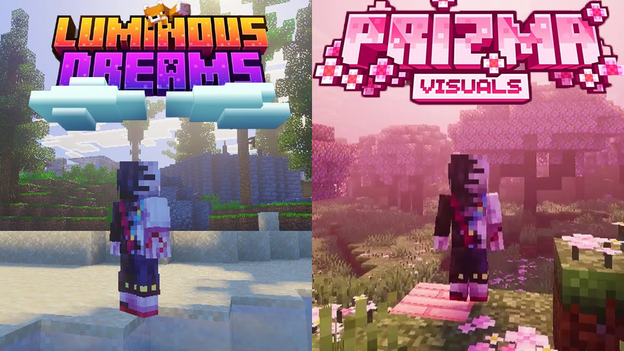 Prizma Visual Vs Luminous Dream Bedrock Shaders Comparision Minecraft