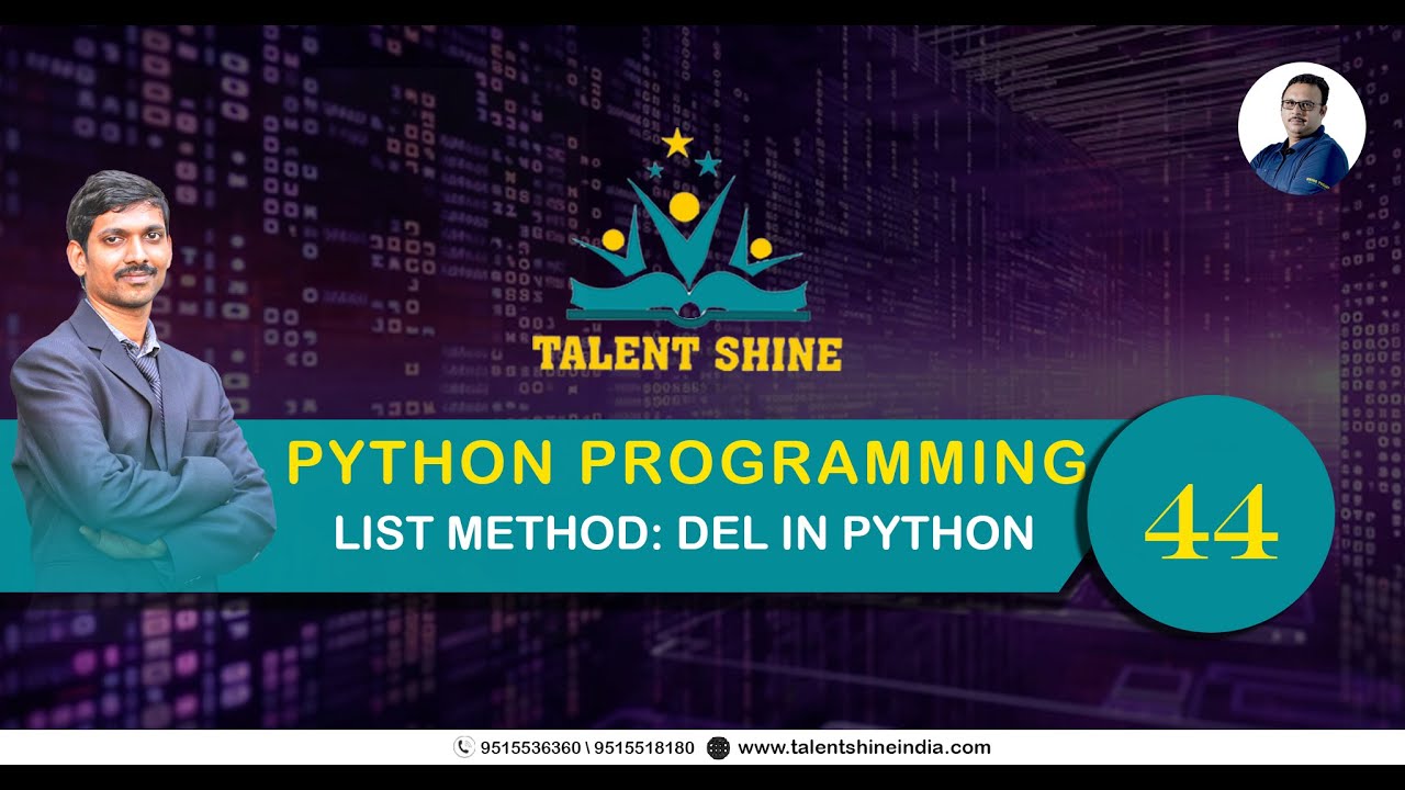 Python Programming Tutorials List Method Del Youtube