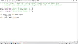 Python Program 10 Find The Largest Among Three Numbers In Python