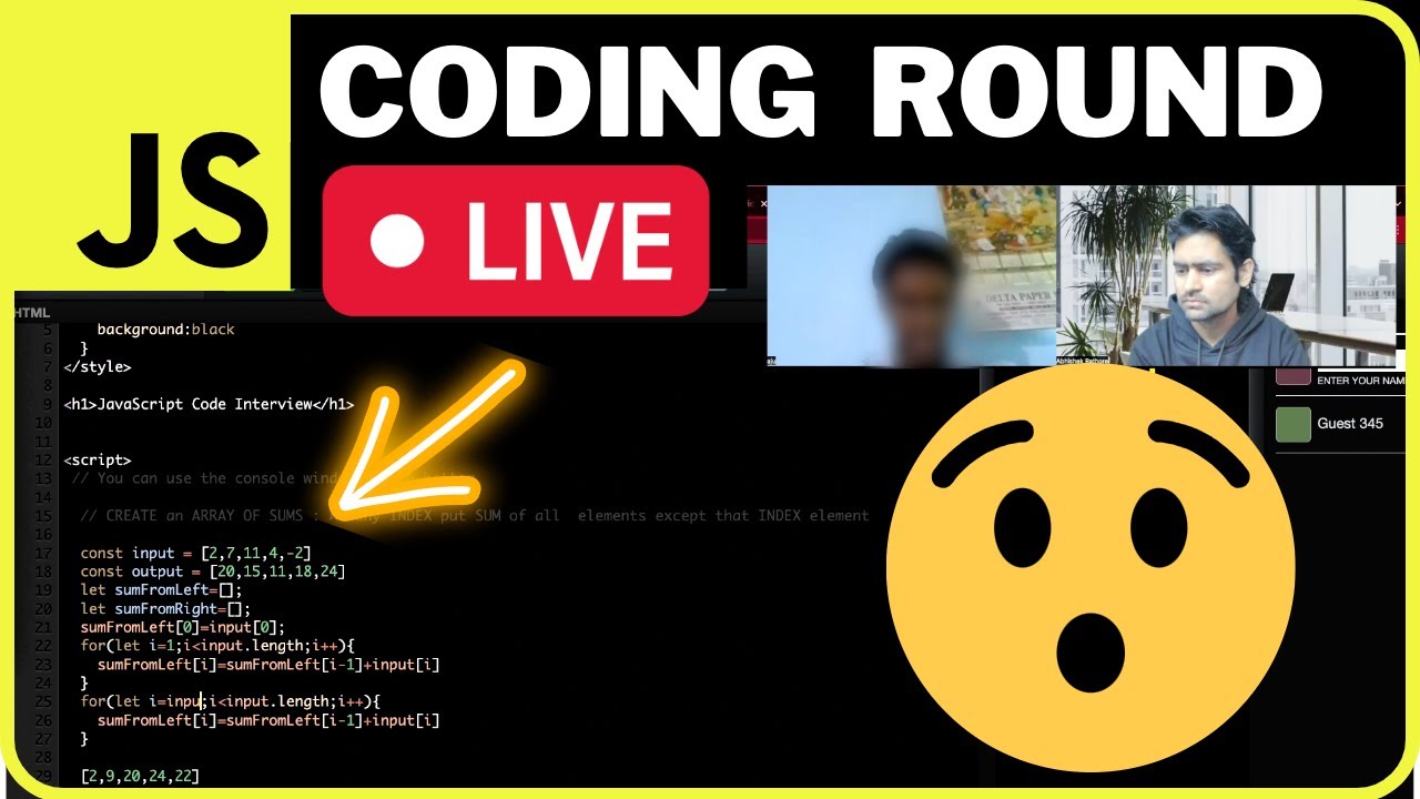 Javascript Live Coding Interview Round Mock Youtube