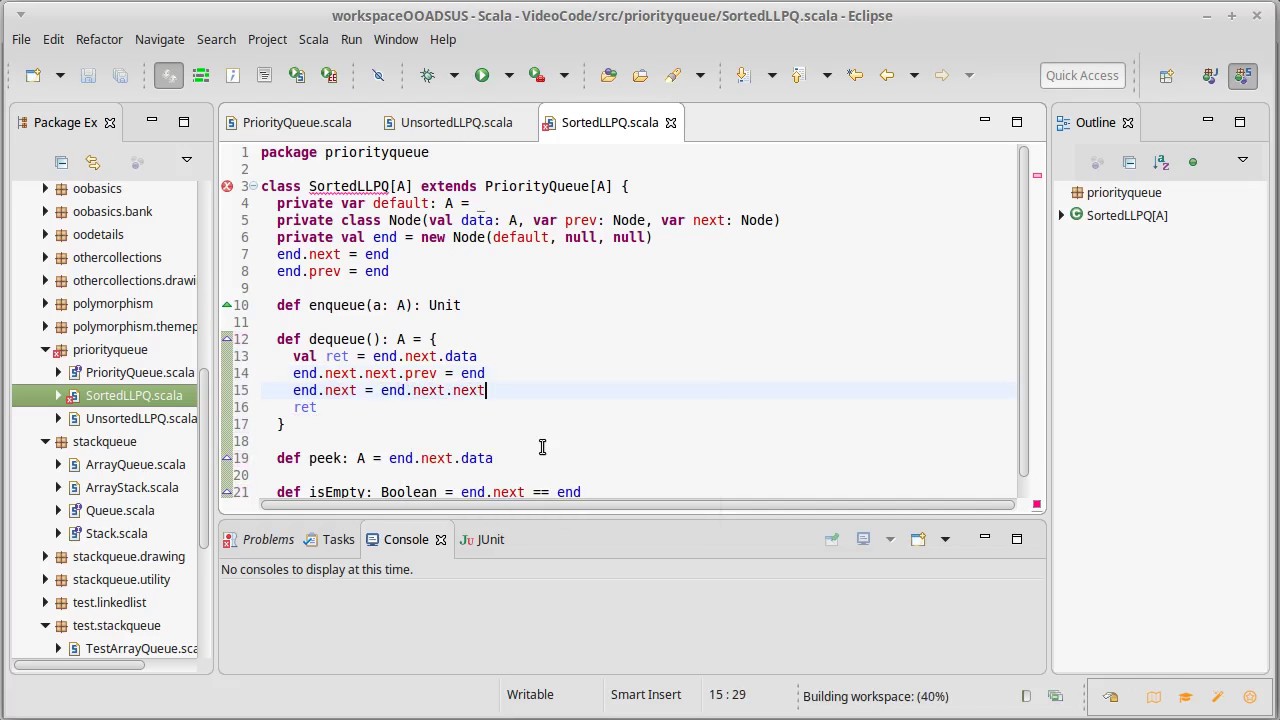 Sorted Linked List Priority Queue Using Scala Youtube