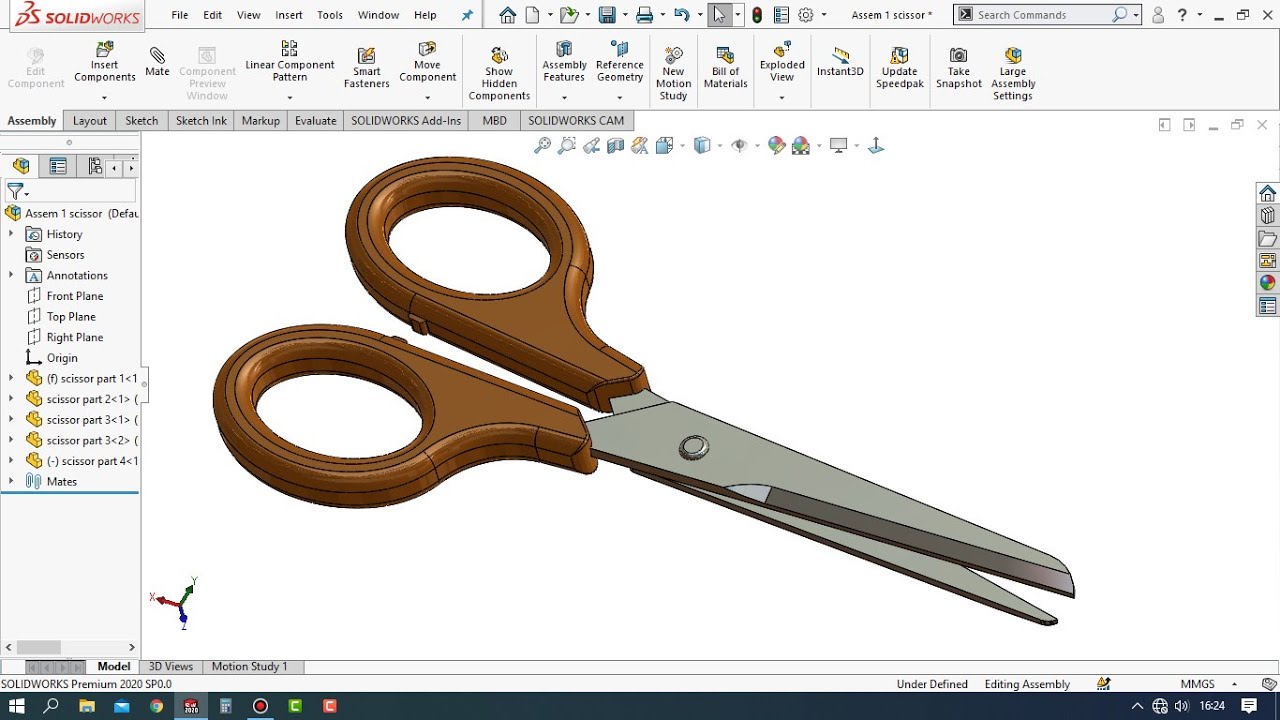 Solidworks Tutorial How To Make And Assemble Scissors In Solidwroks