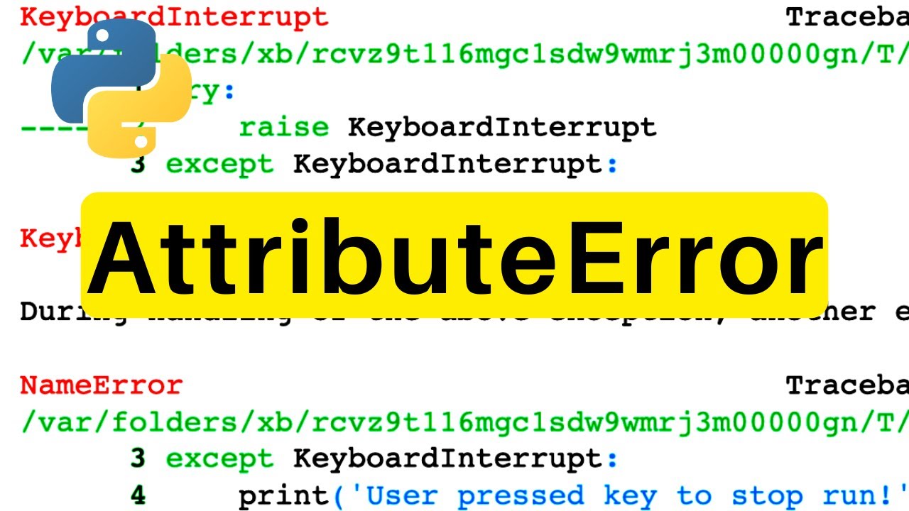Attributeerror Python Tutorial Youtube
