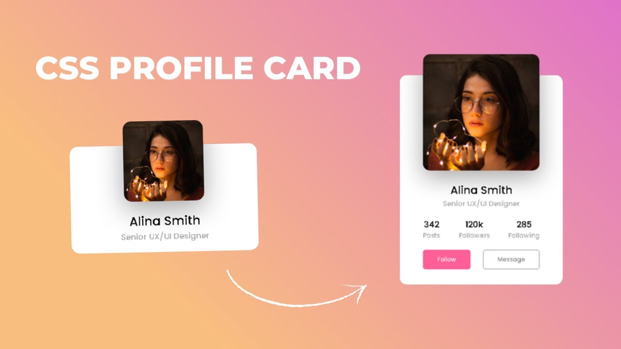 Animated Profile Card Ui Design Using Html Css Css Hover Effects