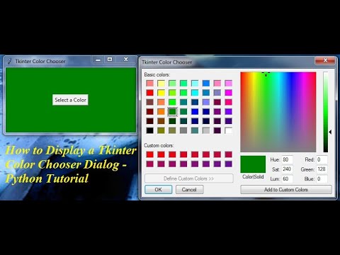 How To Display A Tkinter Color Chooser Dialog Python Tutorial Youtube