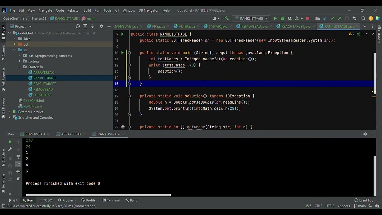 Codechef Ranklist Pages Starters 58 Java Solutions Youtube