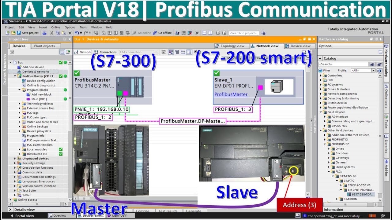 Profibus Communication Between Plc S7 300 With Plc S7 200 Smart Youtube