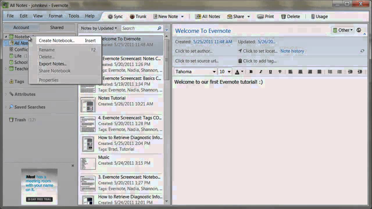 Using Evernote Tutorial Revfte
