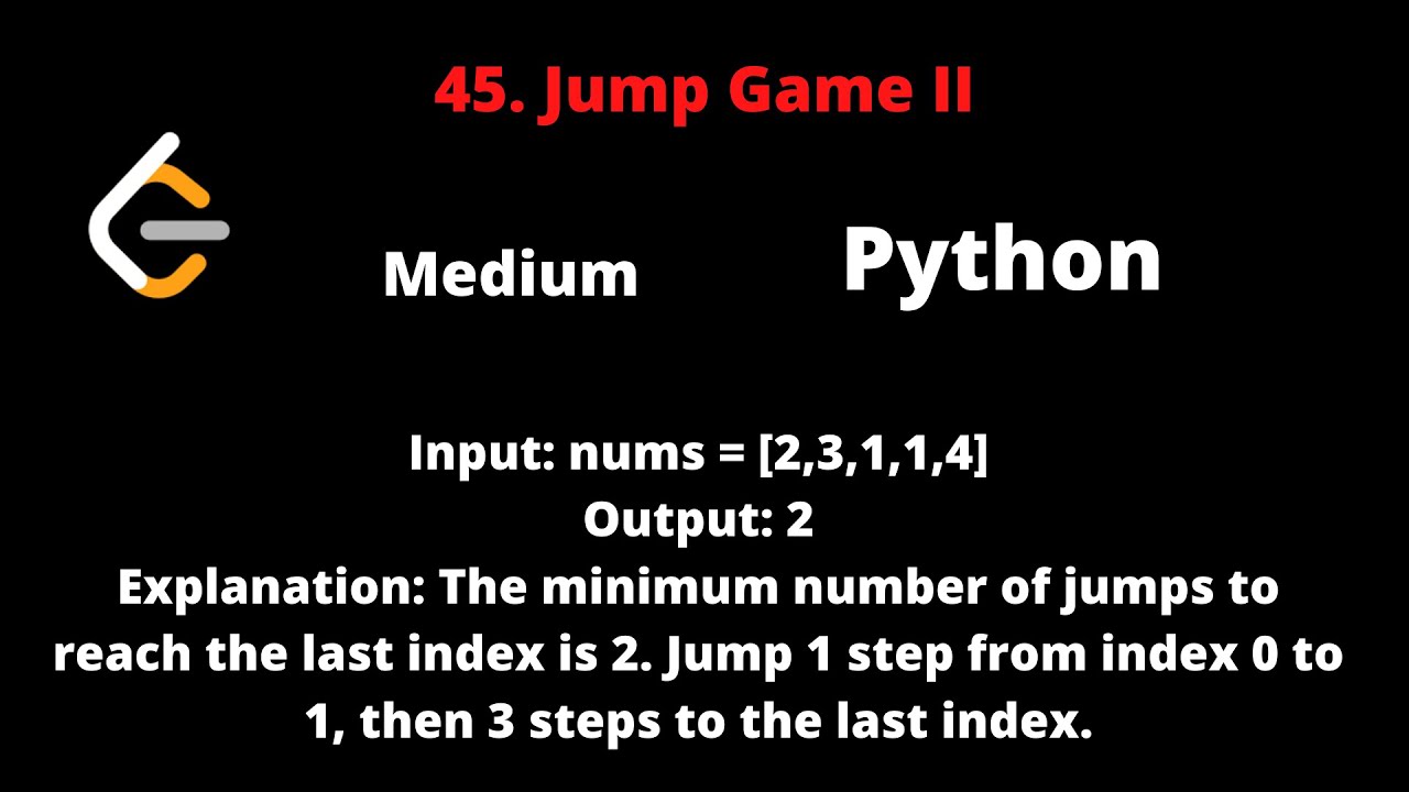 Leetcode 45 Jump Game Ii Python Youtube